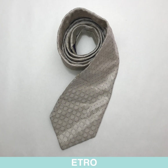 Etro | Accessories | Auth Etro Light Beige Tie With Purple Mini Dots | Poshmark